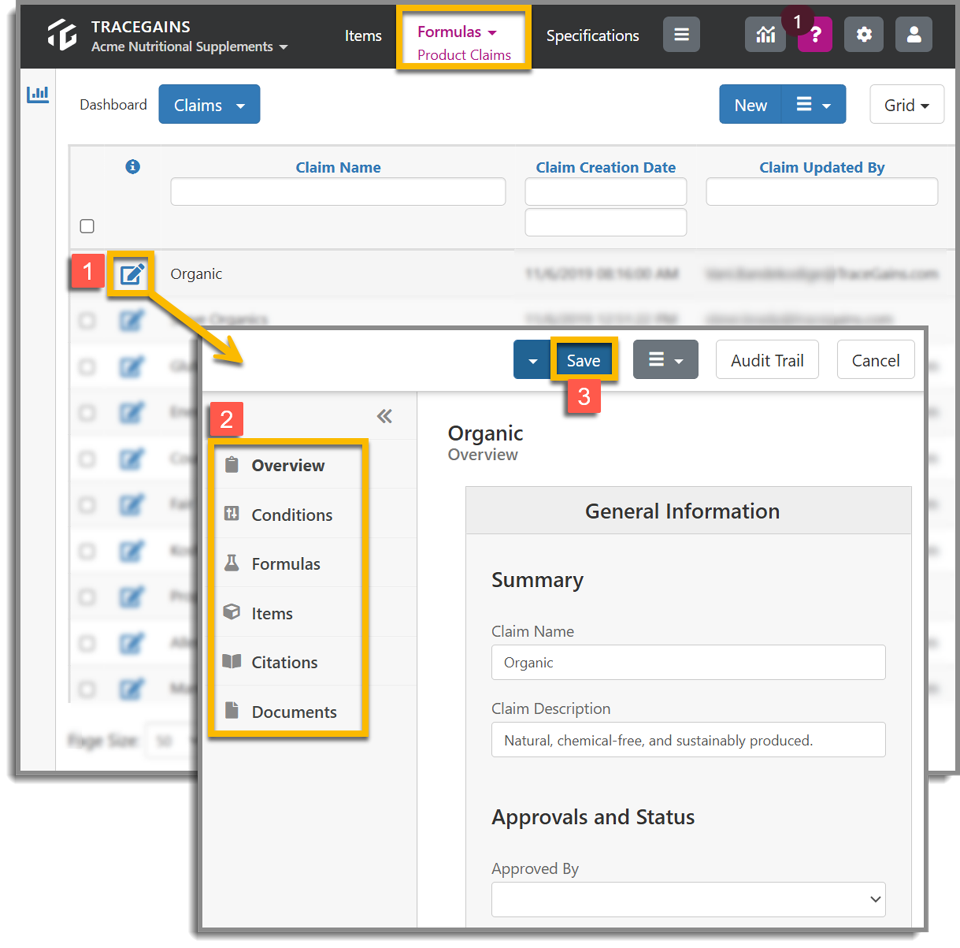 Product Claims Options in Formula Management – Enterprise Help Center