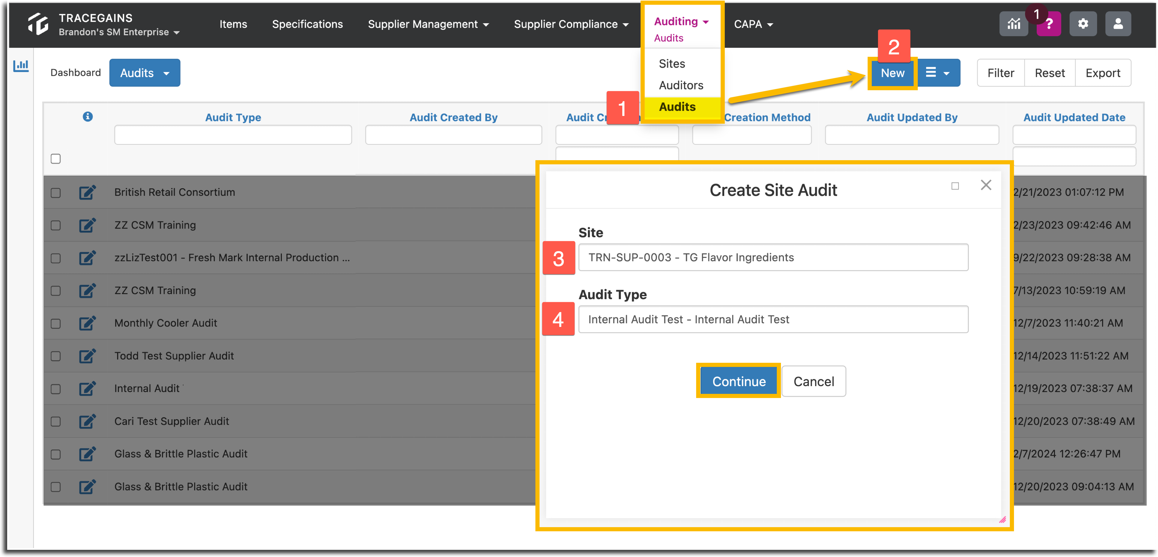 Create, Share, & Publish a New Audit – Enterprise Help Center