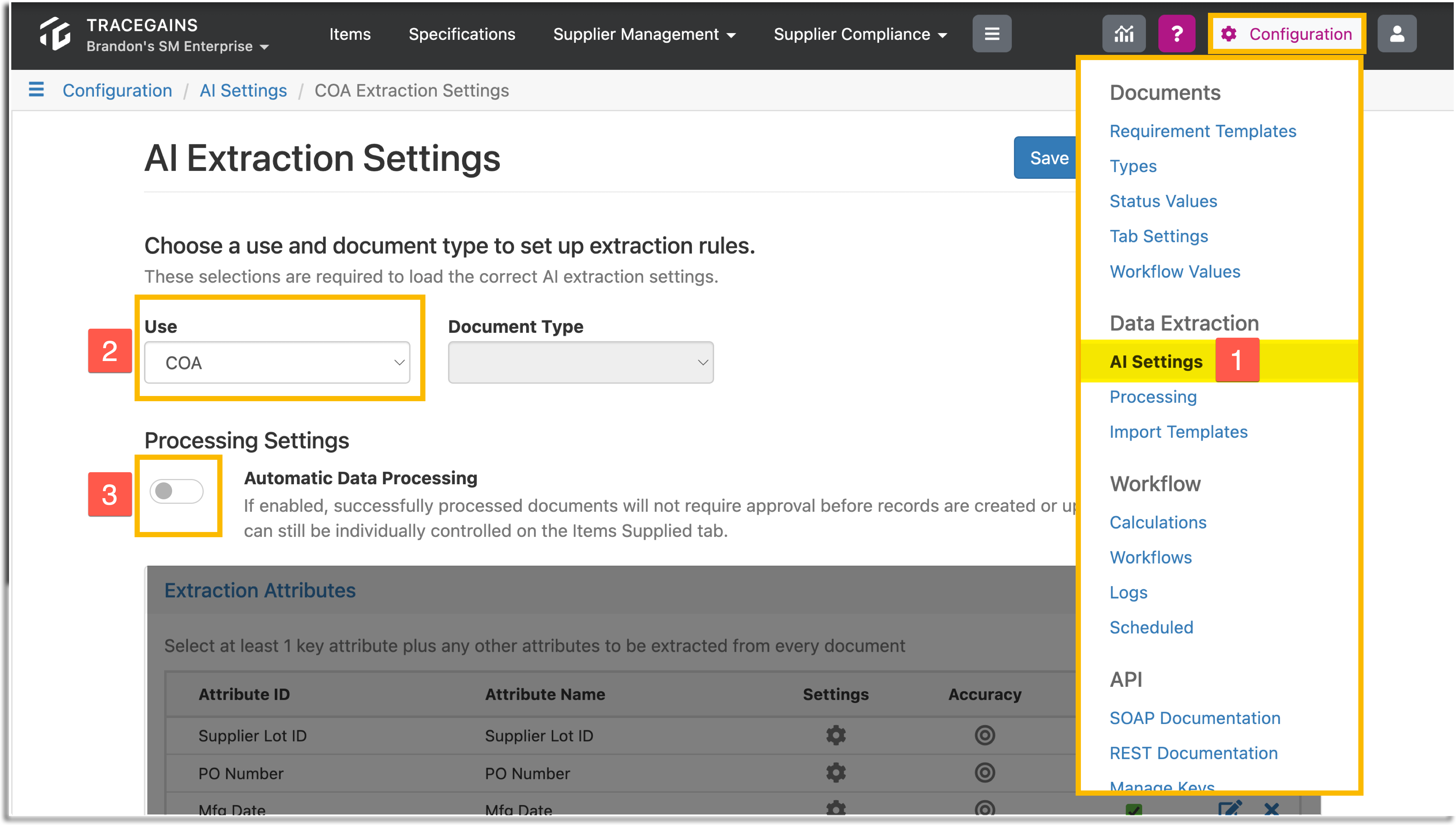 AI Extraction Settings – Enterprise Help Center