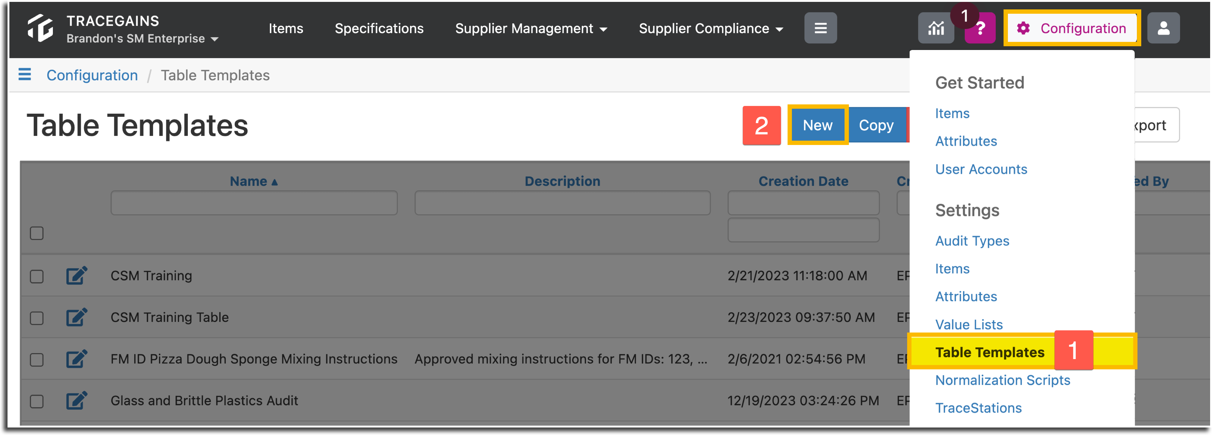 Table Templates in Specification Management (SpM) – Enterprise Help Center