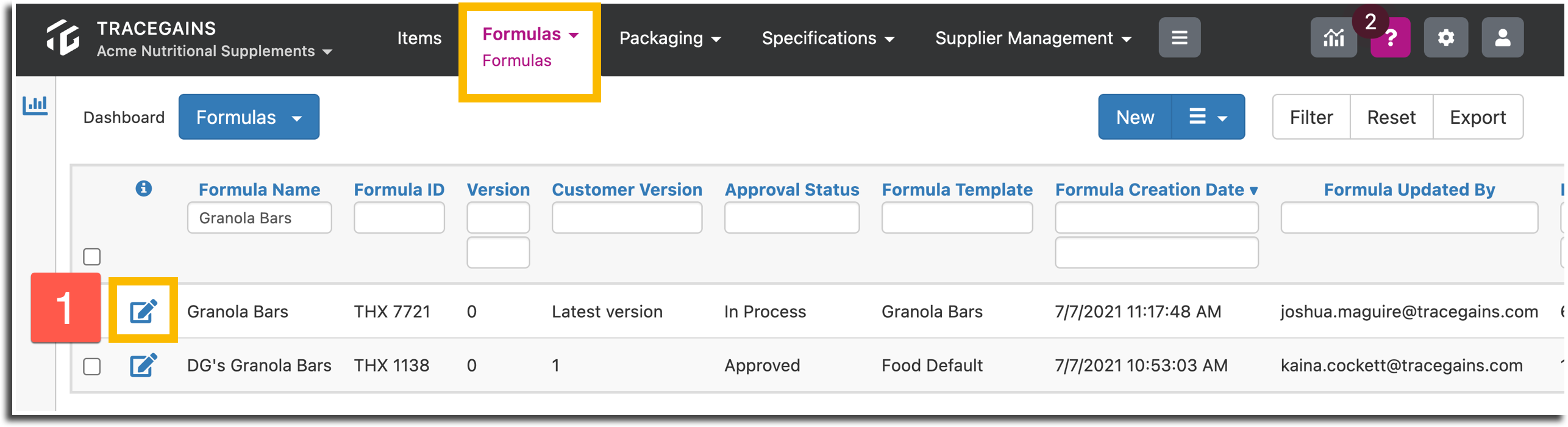 Updating Base Recipe Fields and Calculations – Enterprise Help Center